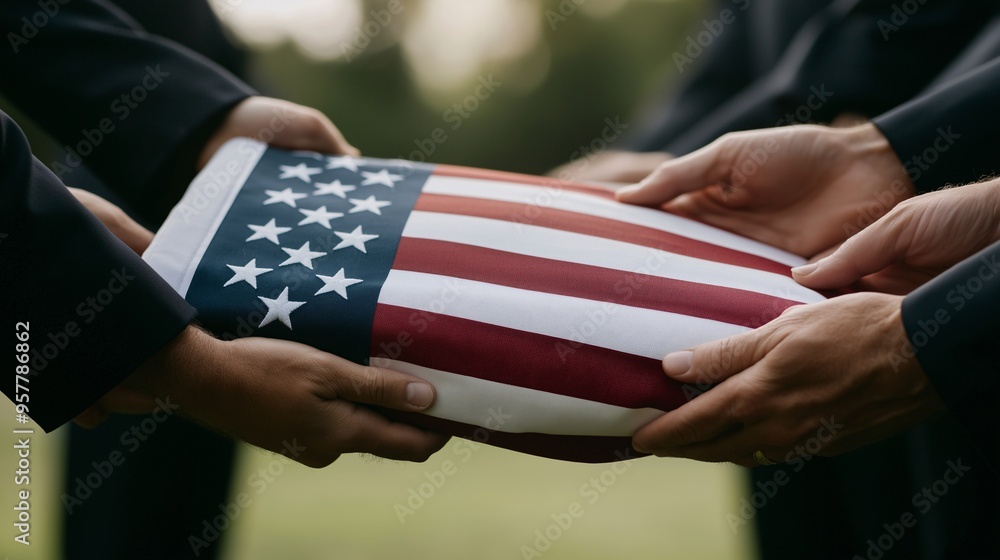 Foto de Honoring the Fallen: A solemn moment of respect as three men ...