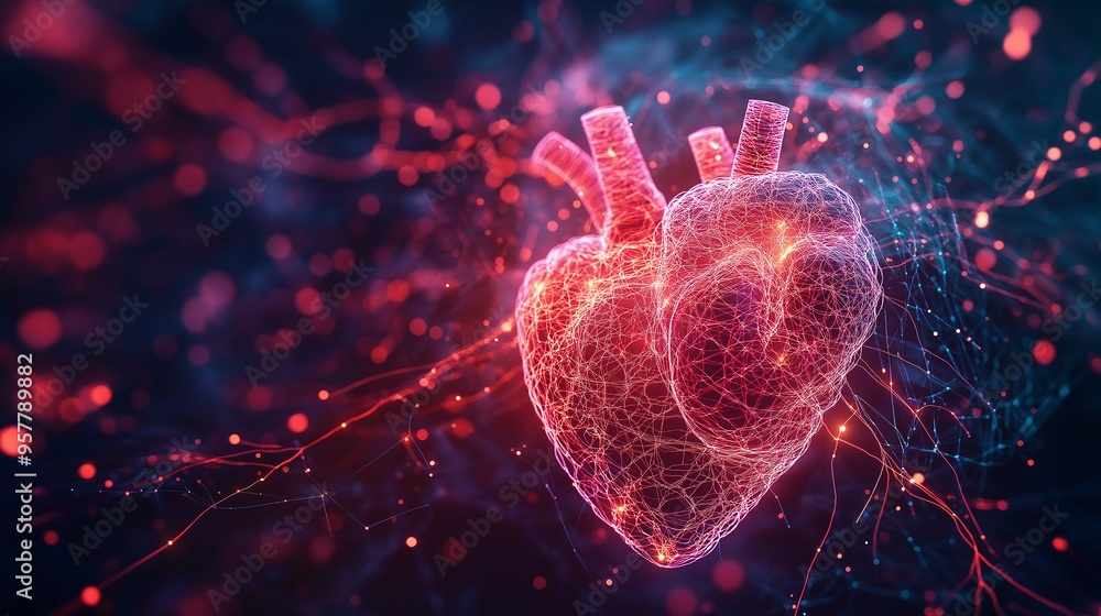 Arteries and veins network diagram, displayed with the heart, showing ...