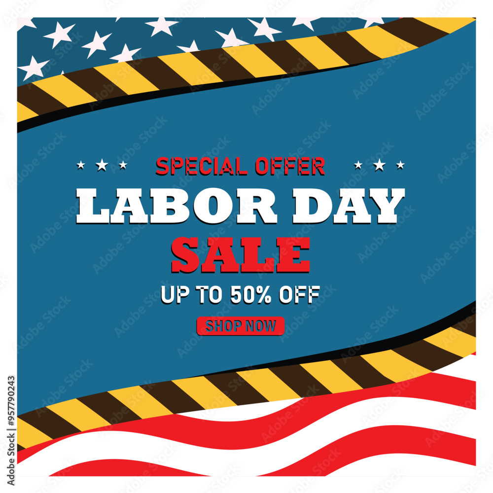 Labor Day sales promotion. American flag background. Labor Day Sale concept. Flat vector ...