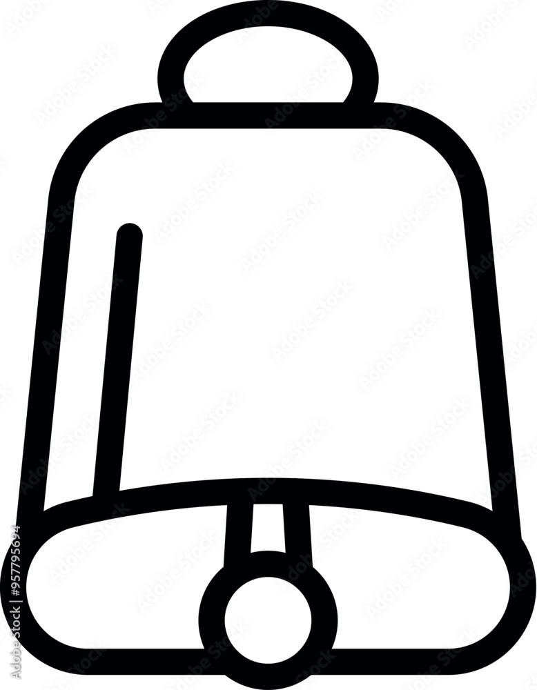 Simple notification bell icon is depicted with a bold outline, suitable ...