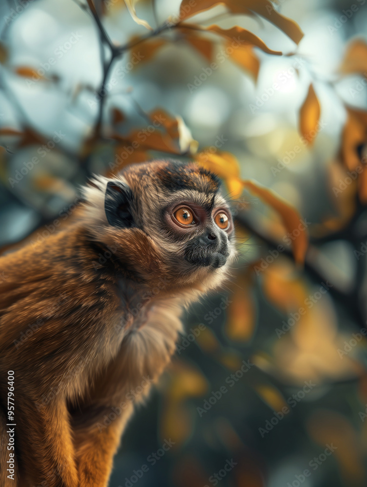 Pygmy Marmoset, Cebuella, Dwarf Monkey Close Up Portrait in Nature ...