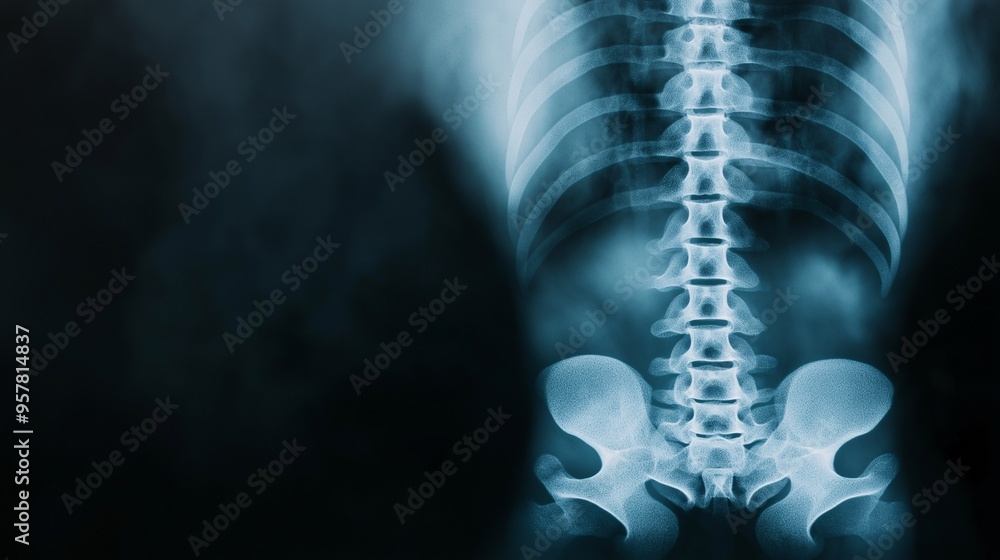Human Spine X-Ray: A close-up, medical image revealing the intricate ...