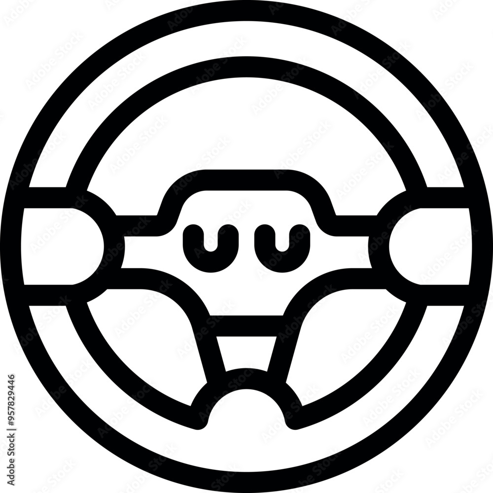 Simple black and white vector icon of a steering wheel, perfect for ...