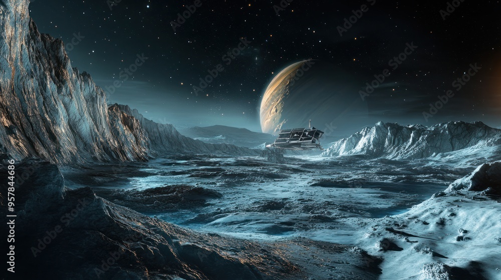 Solar system exploration, robotic spacecraft landing on a moon of ...