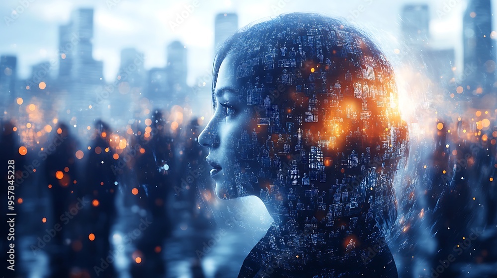 A digital sphere filled with people from various ethnic backgrounds ...