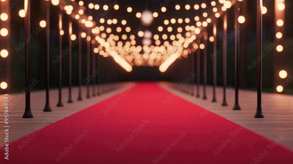 Magnificent red carpet adorned with sparkling lights ornate an ...