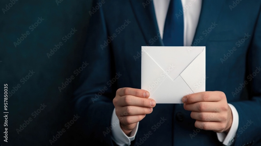 Award presenter opening the envelope to reveal the winner at a ...