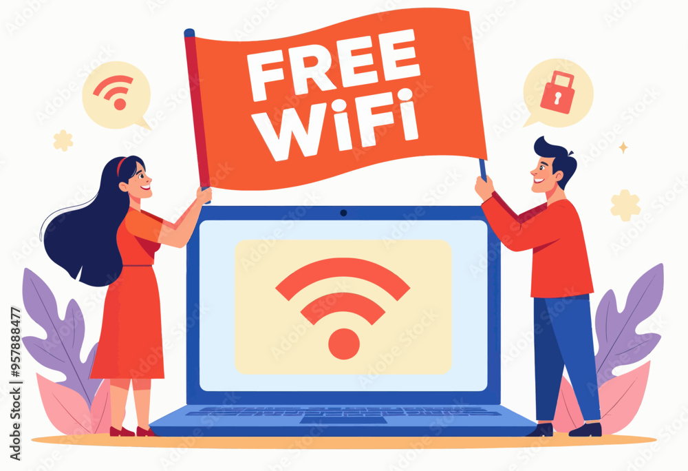 Free Wi-Fi: A Symbol of Connectivity and Freedom Stock Vector | Adobe Stock