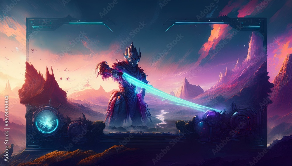 Wallpaper or Concept art of main menus, story boards, MMORPG game with ...