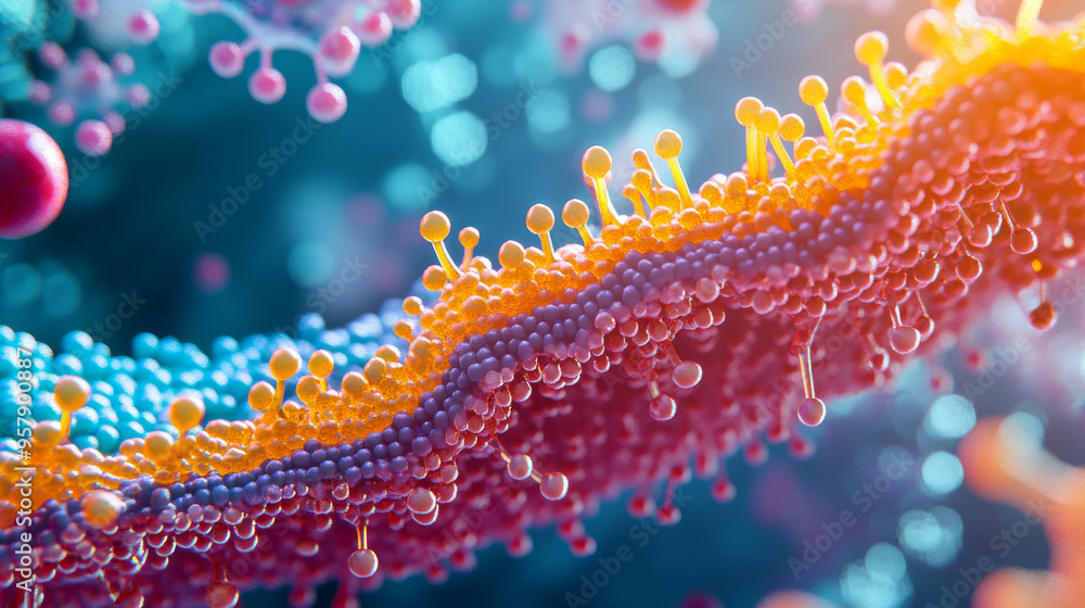 A 3D render depicting the cell membrane with a focus on the ...