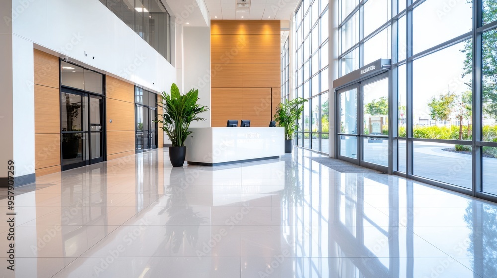 Elegant Corporate Event Space Lobby with Business Professionals ...