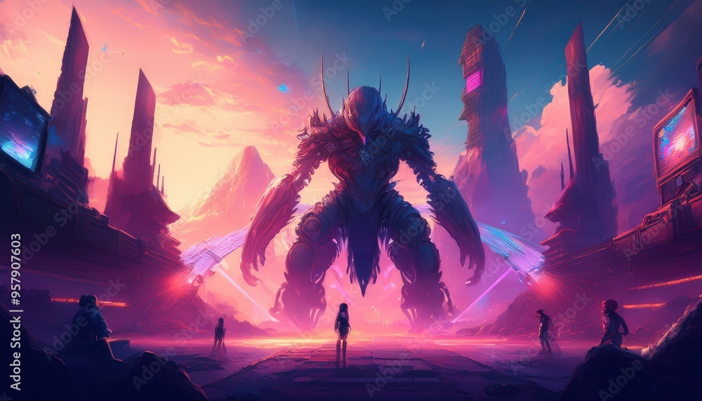 Concept art of main menus, story boards, MMORPG game with the objective ...