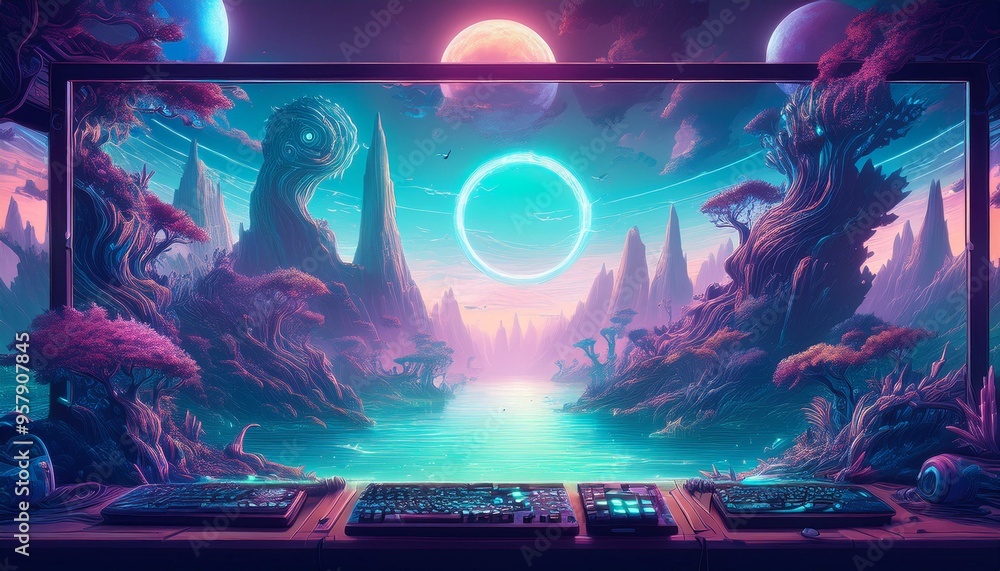 Concept art of main menus, story boards, MMORPG game with the objective ...