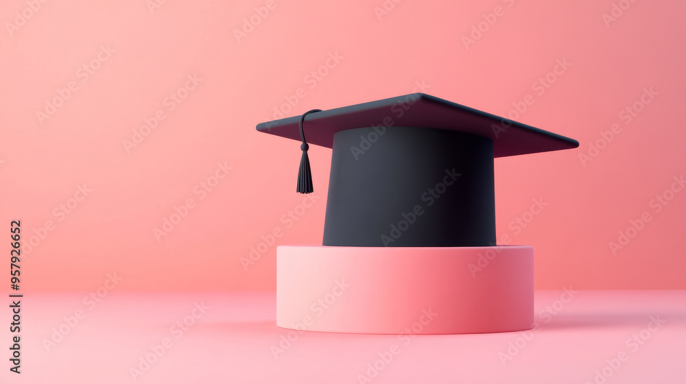 3D rendering of a Graduation Cap icon on a clean background for mock-up ...