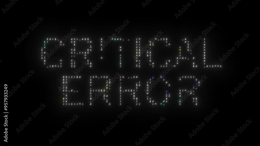 CRITICAL ERROR text made from symbols with technology glitch effect ...