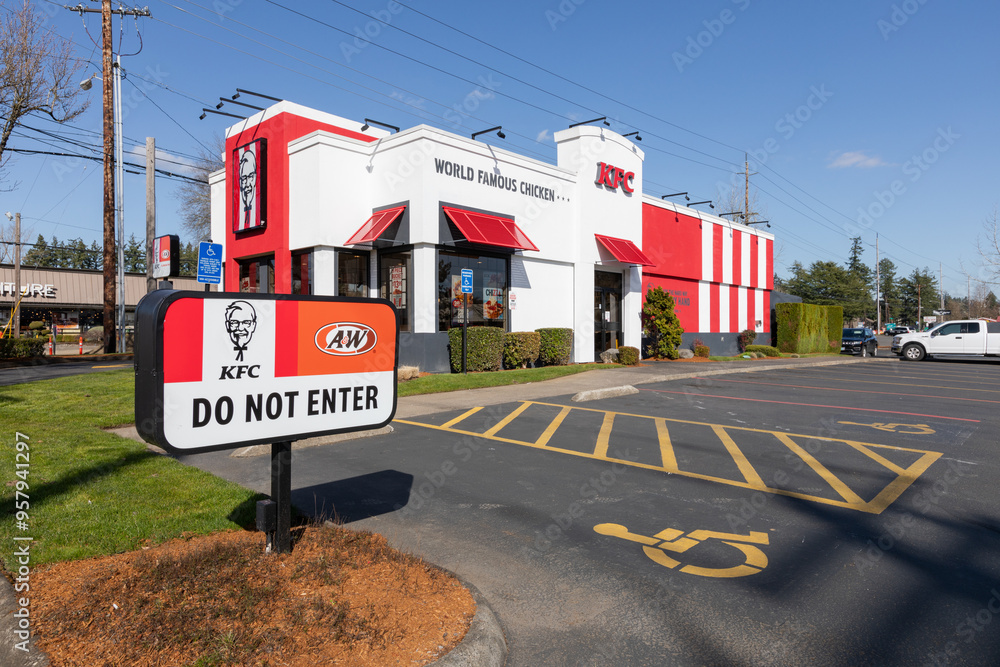 Beaverton, Oregon, USA - March 7, 2024 - KFC famous franchise ...