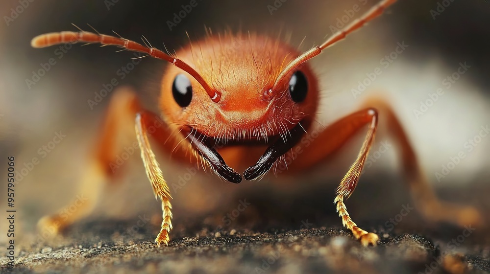 Adorable ant with a charming smile. Close-up of a tiny ant showcasing ...