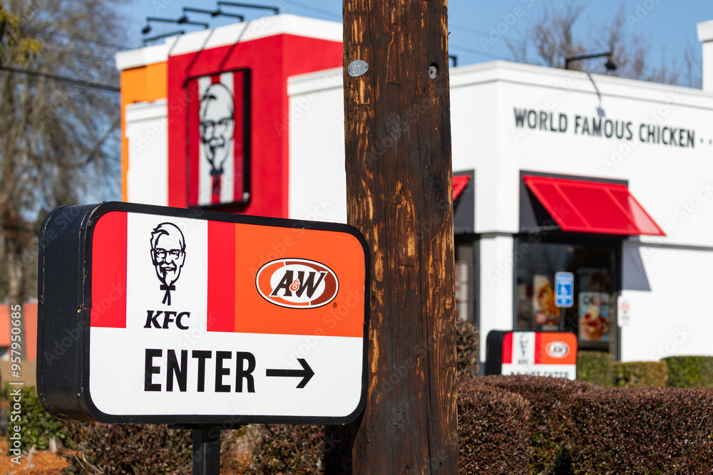 Beaverton, Oregon, USA - March 7, 2024 - KFC famous franchise ...