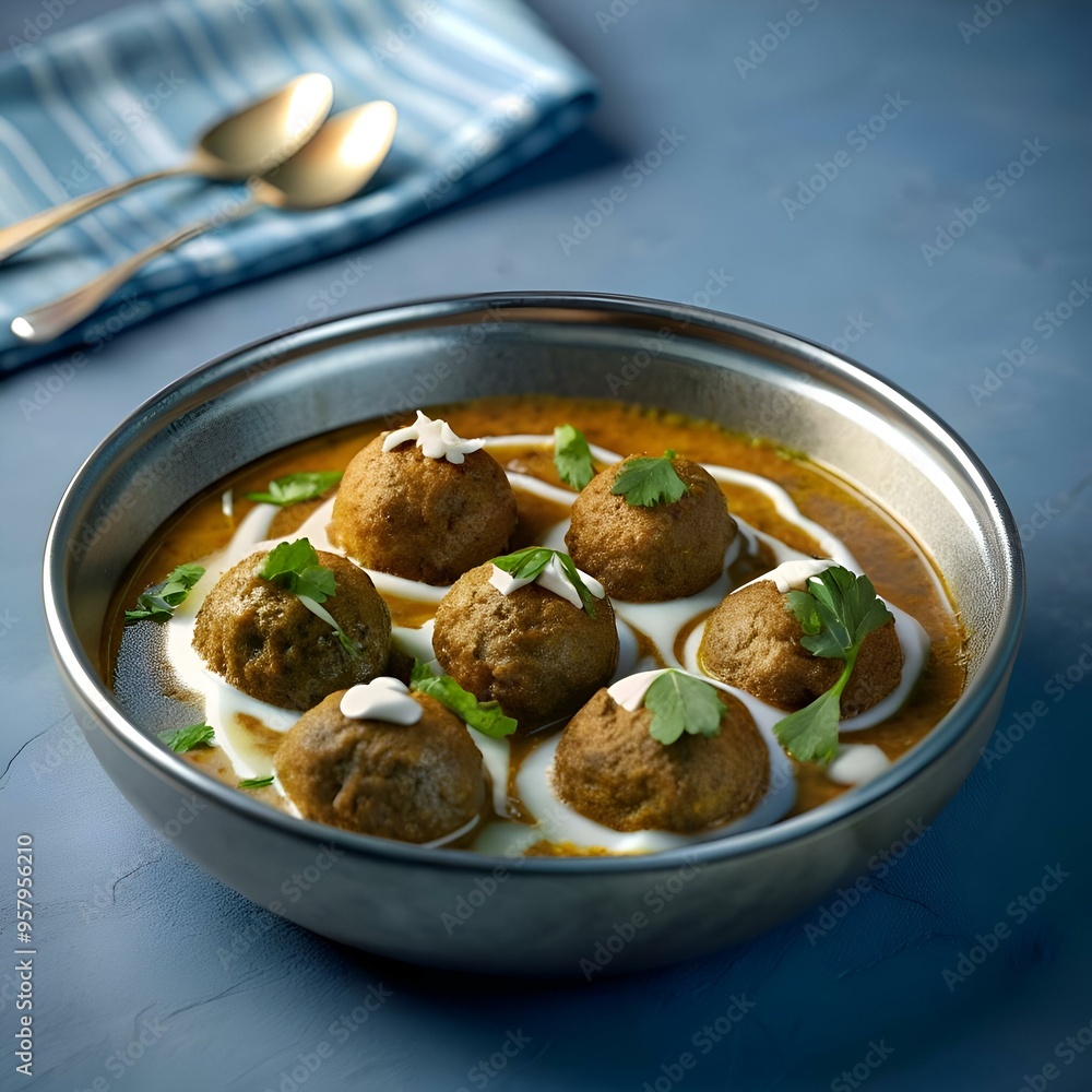 A delicious bowl of Malai Kofta. a popular Indian dish featuring creamy ...