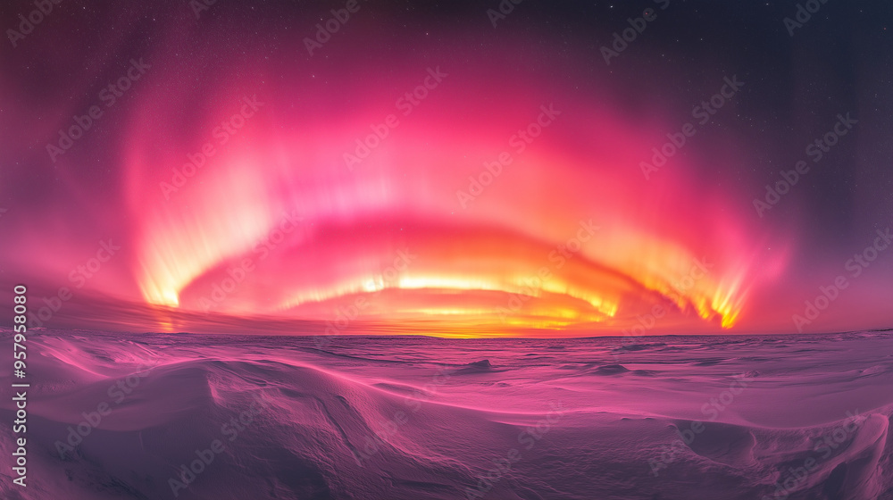 Aurora Proton, intense pink and orange light fills the night sky ...