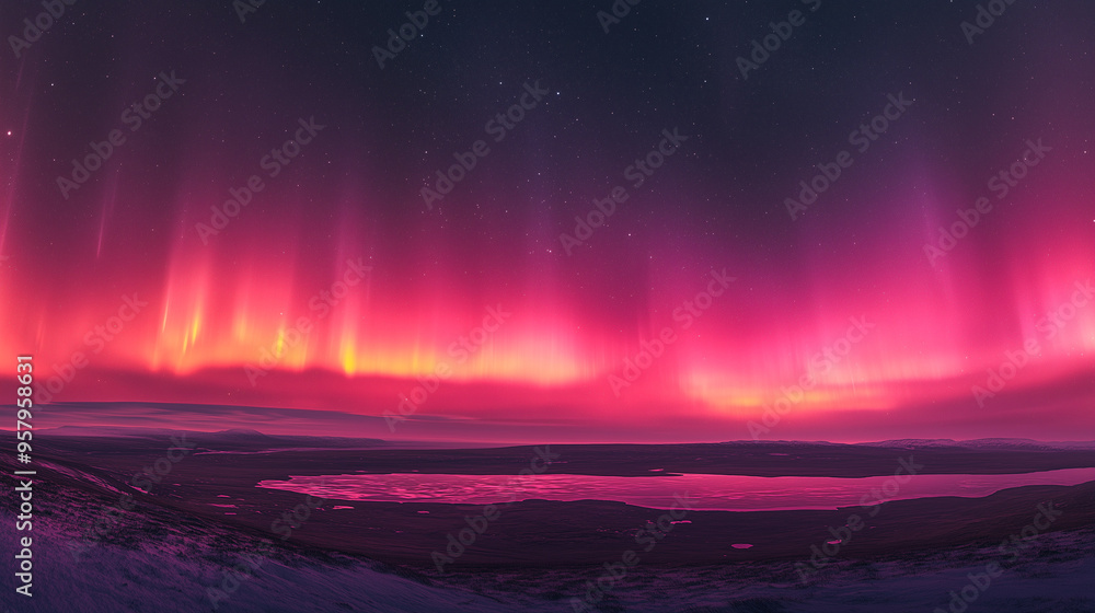 Aurora Proton, intense pink and orange light fills the night sky ...