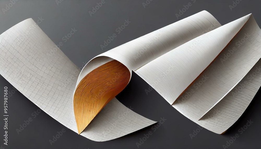 Paper page with curly corners. Vector document rolled borders ...