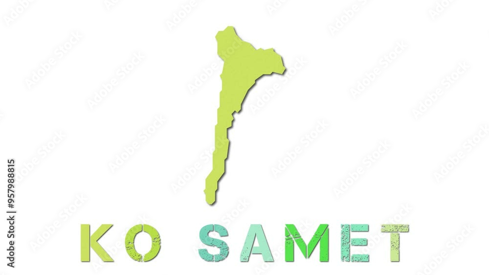 Ko Samet map with paper regions. Animated island map growing from ...