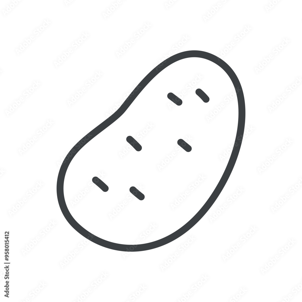 Cute potato icon. Hand drawn illustration of a root potato in peel ...