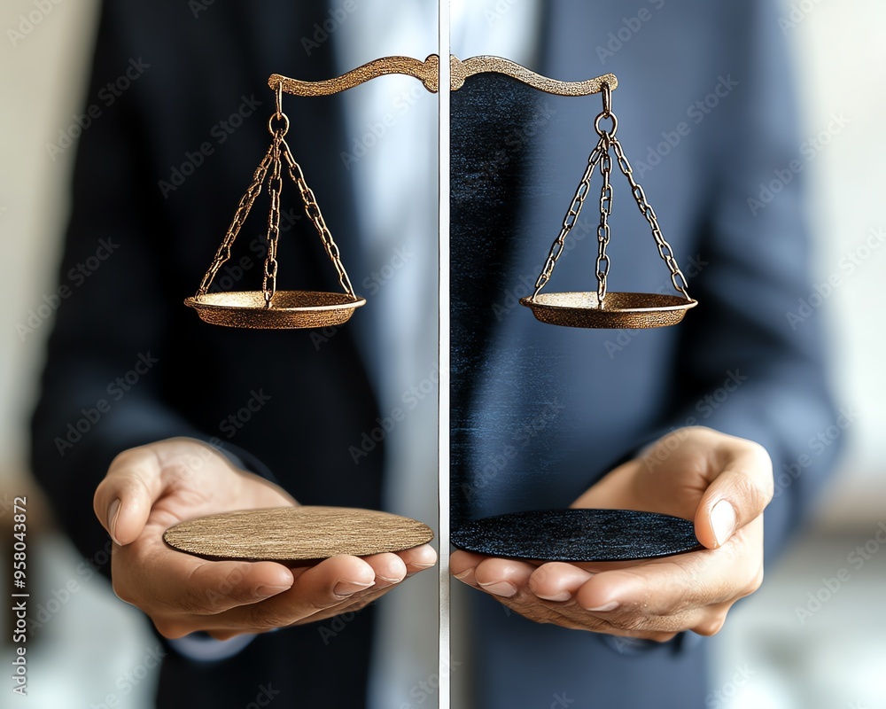 Concept of ethical versus unethical choices in business, featuring a ...