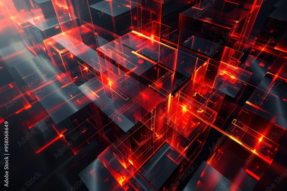 Abstract modern high-tech red black background. Composition of ...