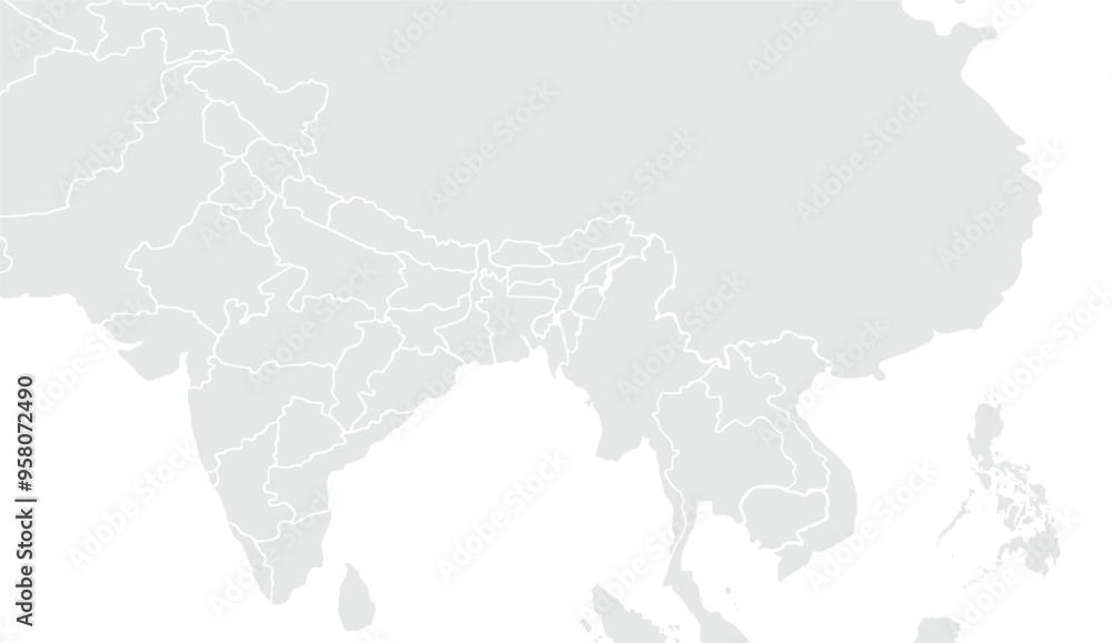 India detailed map. Zones and state, national border with neighbouring ...