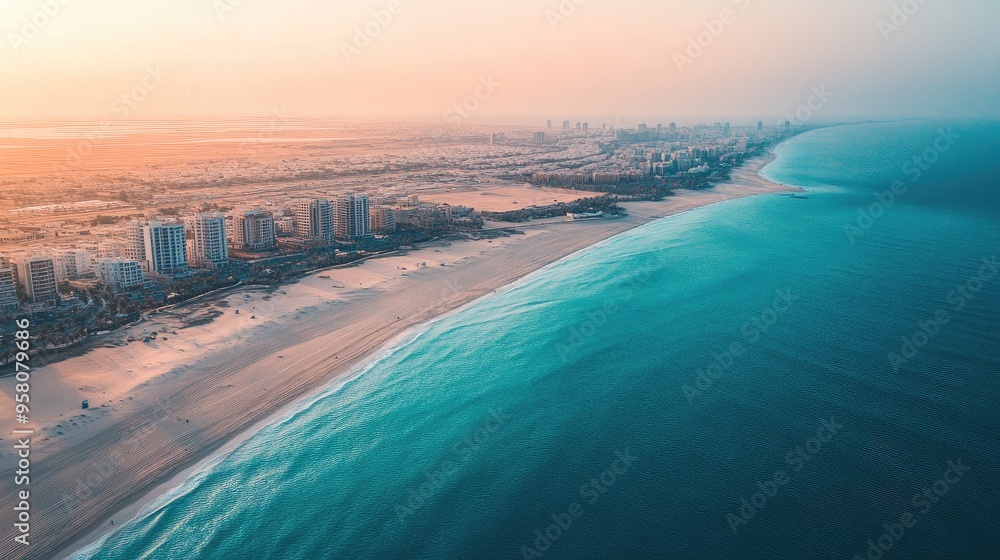 Bird's eye view of the Ajman coastline, highlighting the pristine ...