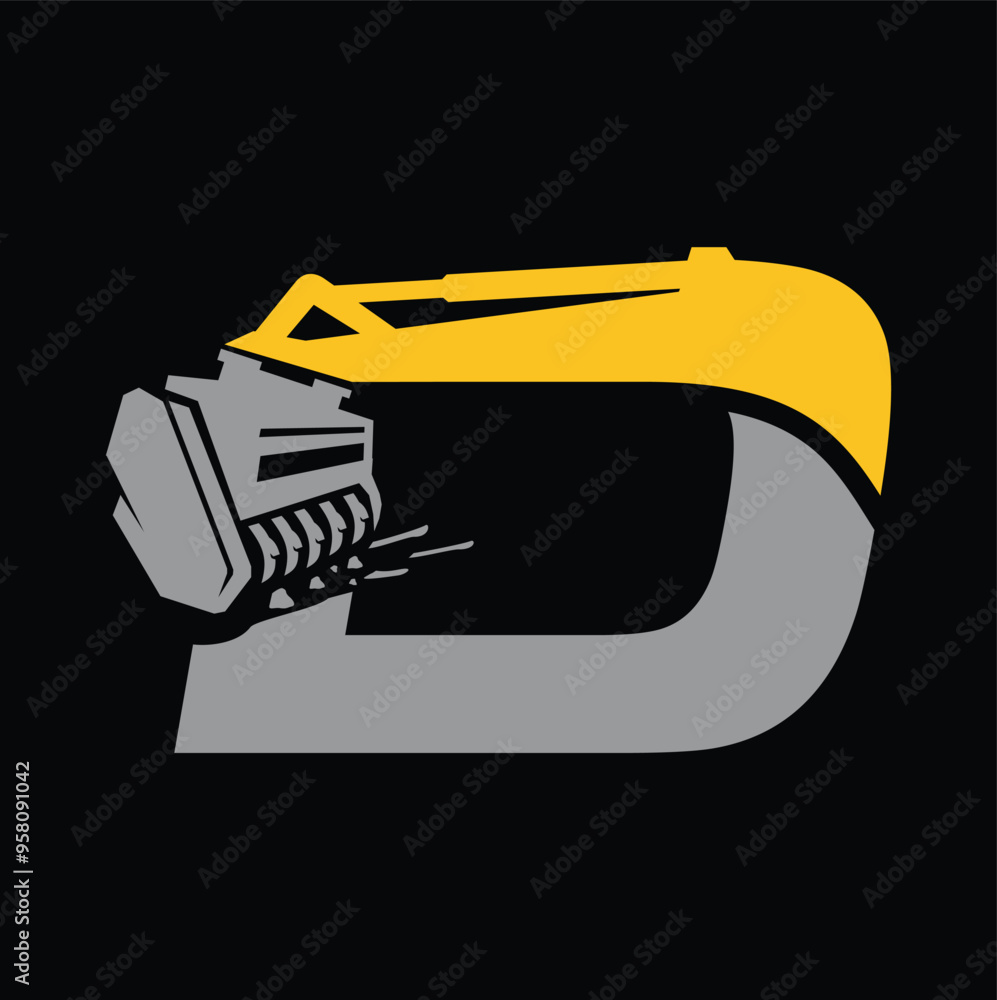 Letter D mulching logo vector , Land Clearing Mulcher vector art vector ...