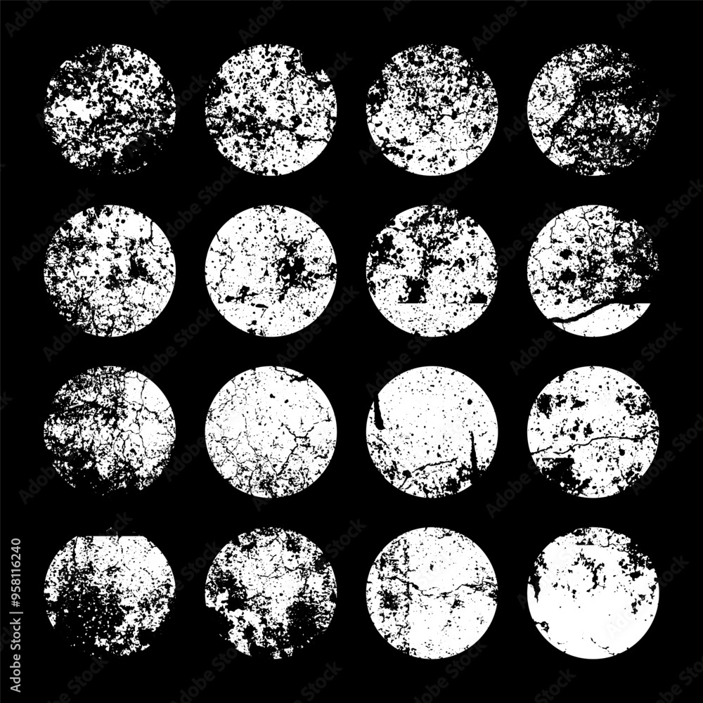 Grunge circles with stains and scratches. Circle brush stroke, round ...