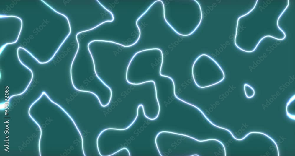 Aqua color Topographic Contour Map with Moving Waves on Aquamarine ...