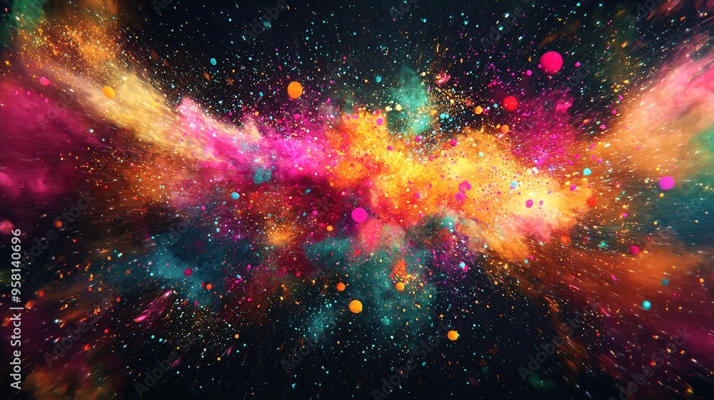 Vibrant Neon Color Explosion with Dynamic Bright Splashes Creating a ...