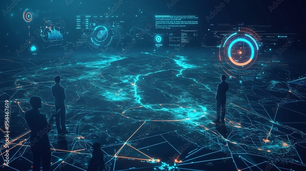 A digital map showing a real-time early warning system for natural ...