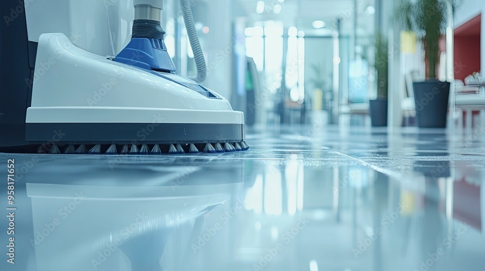 Cleaning Hard Floor: Cleaning hard floor with a cleaning machine ...