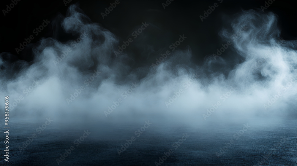 Smoke on floor . Isolated black background . Misty fog effect texture ...