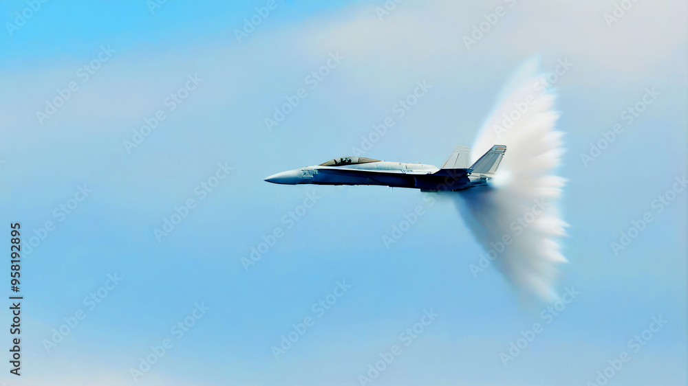 The supersonic acceleration of a fighter jet creates a sonic boom ...