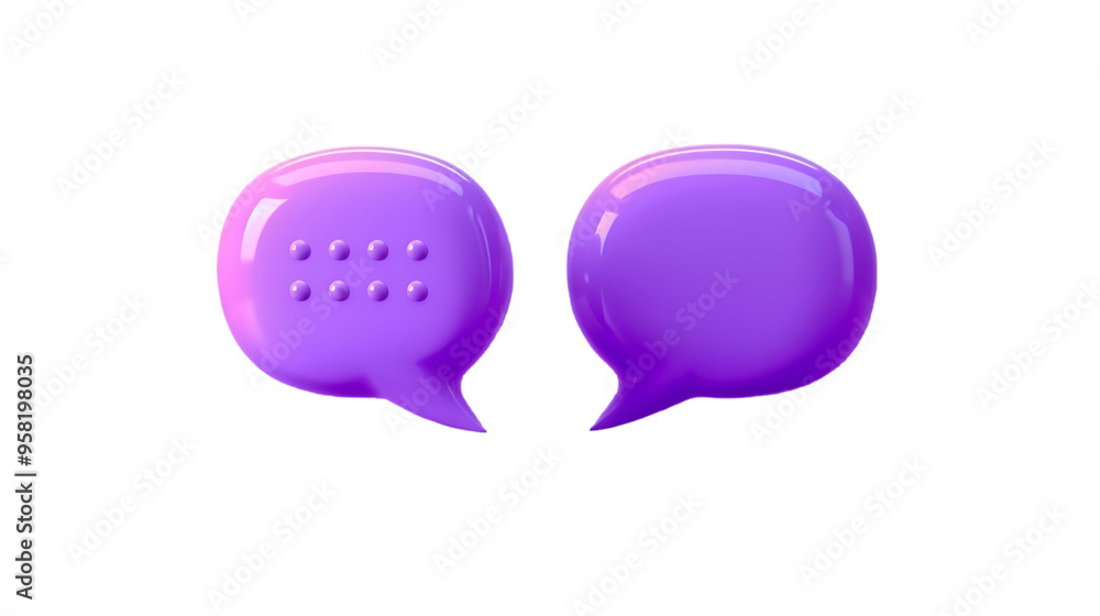 Purple live chat 3d on transparent background. Dialog, chat speech ...