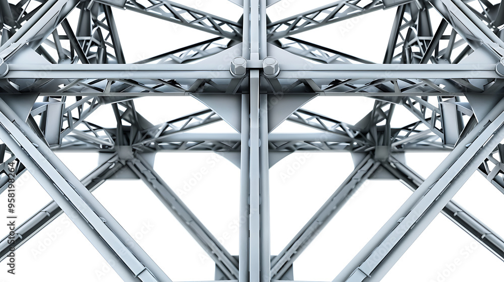 Steel truss beam seamless structure. 3d metal structure. 3d render of ...