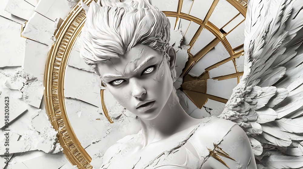 Aphrodite , angry goddess with white background on rectangle design ...