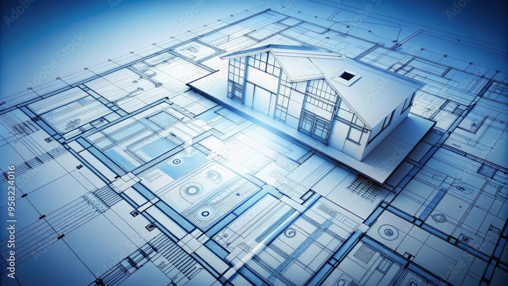 intricate detailed blueprint technical drawing architectural plans CAD ...