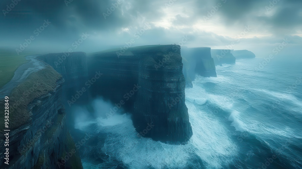 majestic cliffs of moher dramatic coastal landscape towering sea cliffs ...