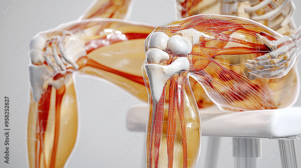 Translucent 3D Model of Human Skeleton with Close-Up Focus on Knee ...