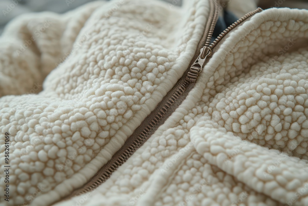 classic mens fleece jacket floating in space detailed stitching and ...