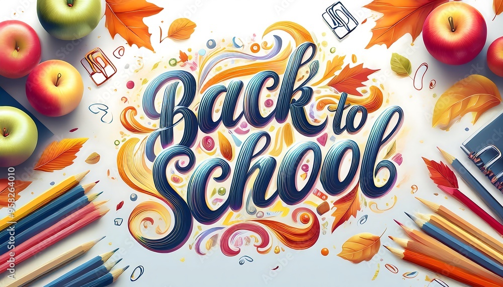 Back to School lettering poster design with modern script calligraphy ...