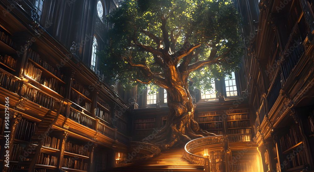 “A Grand Ancient Tree with Sprawling Roots and Branches, Showcasing ...