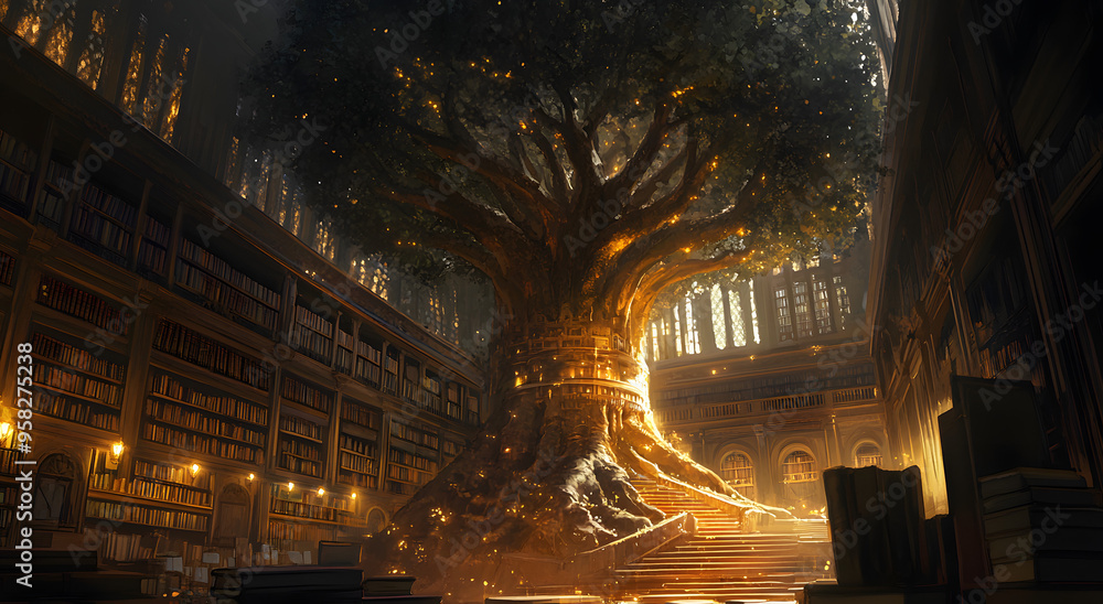 “A Grand Ancient Tree with Sprawling Roots and Branches, Showcasing ...